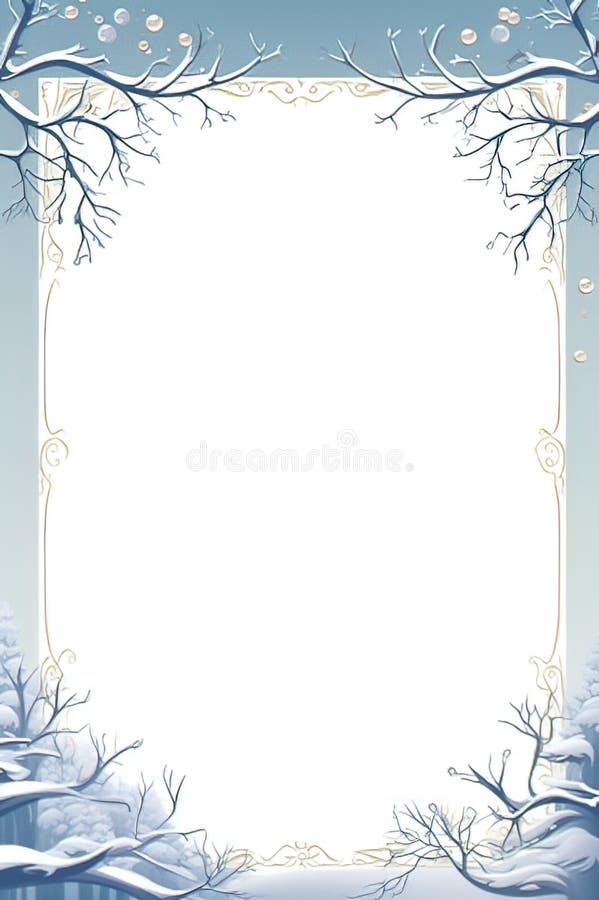An Illustrated Notepad, Thick Writing Lines, with Snow Winter Elaborate ...