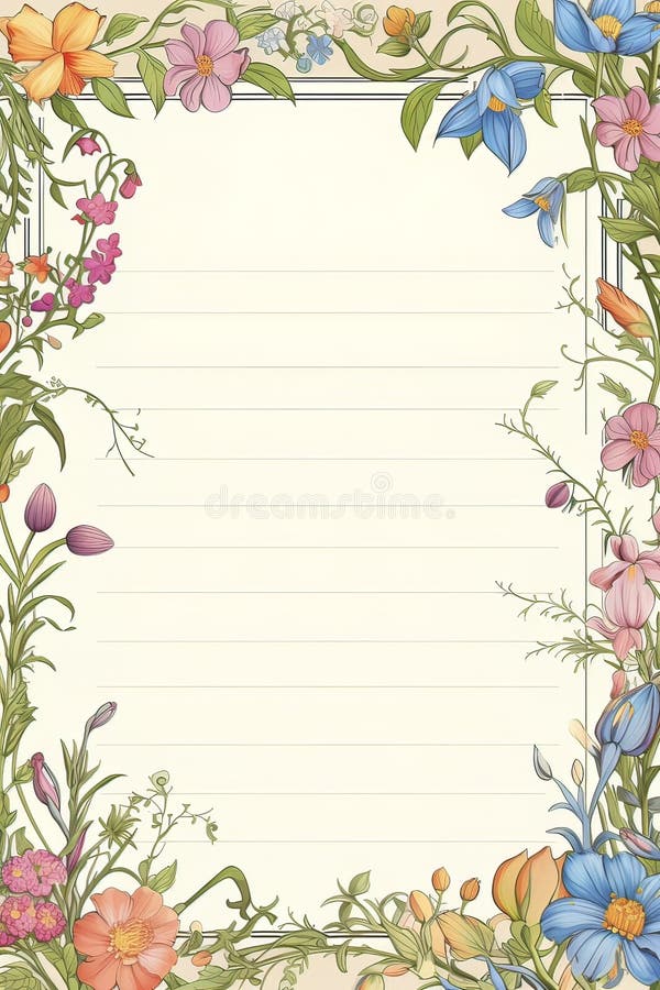 An Illustrated Notepad, with Wedding Elaborate Borders Stock ...