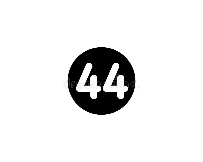 Illustrated Number 44 Flat Black Color Icon Isolated on White ...
