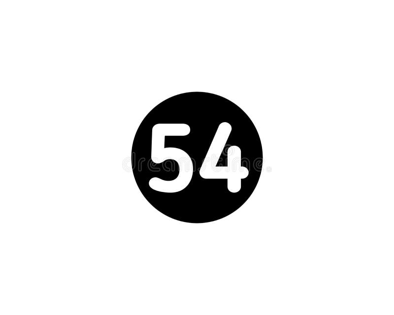 Illustrated Number 54 Flat Black Color Icon Isolated on White ...