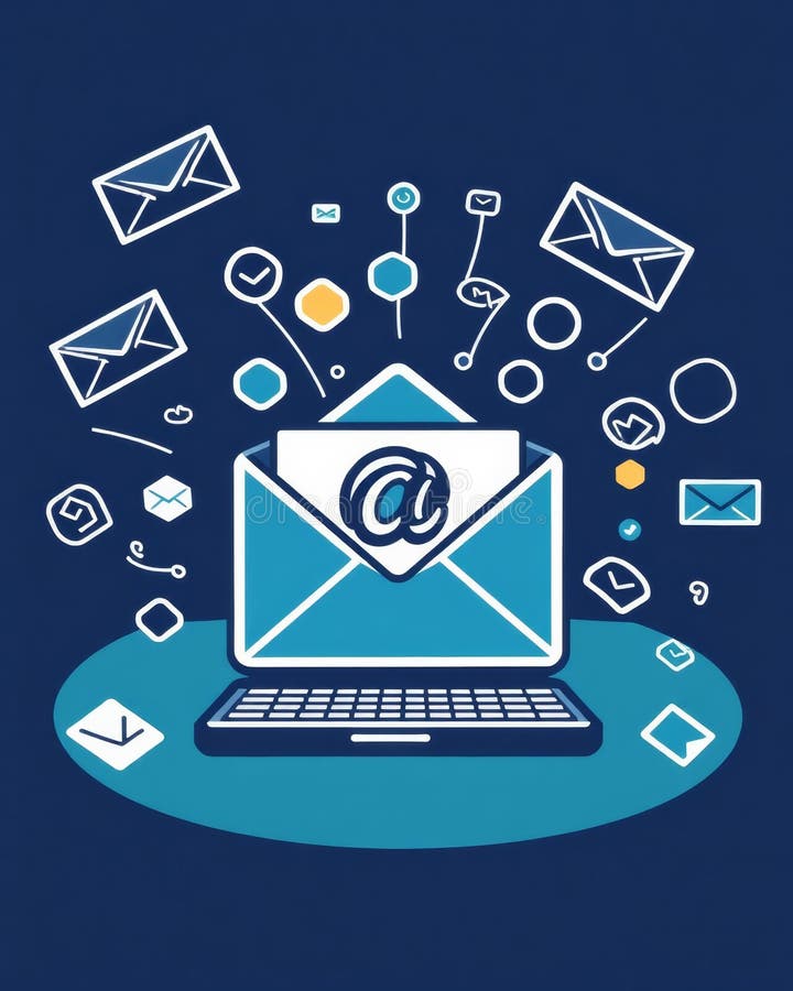 Illustrated Open E-mail on a Laptop. the Image Depicts Modern ...