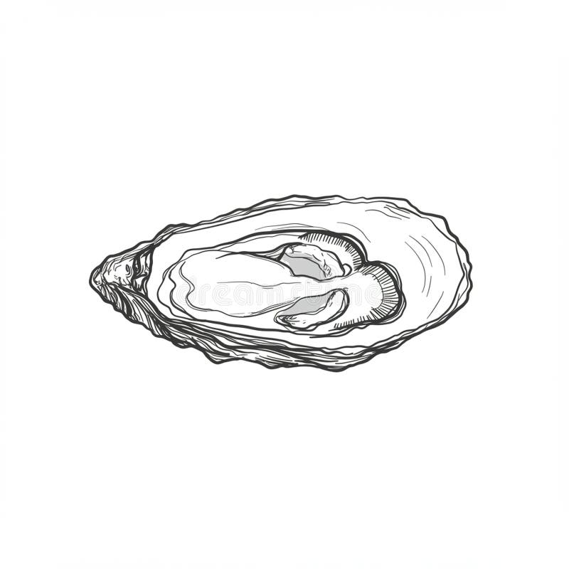 Illustrated Oyster Features a Detailed Depiction of Its Shell and ...