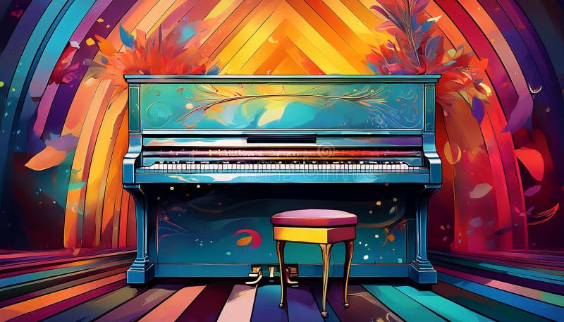Illustrated Piano in Colors Stock Illustration - Illustration of colors ...