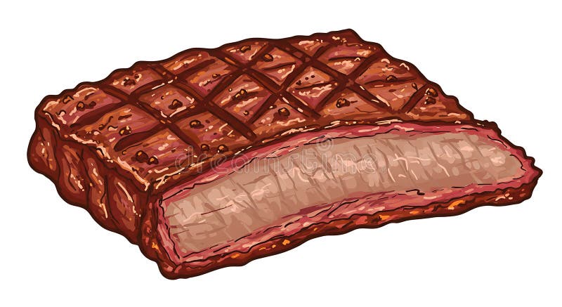 A Illustrated Piece of Grilled Steak with a Visible Crosshatch Pattern ...