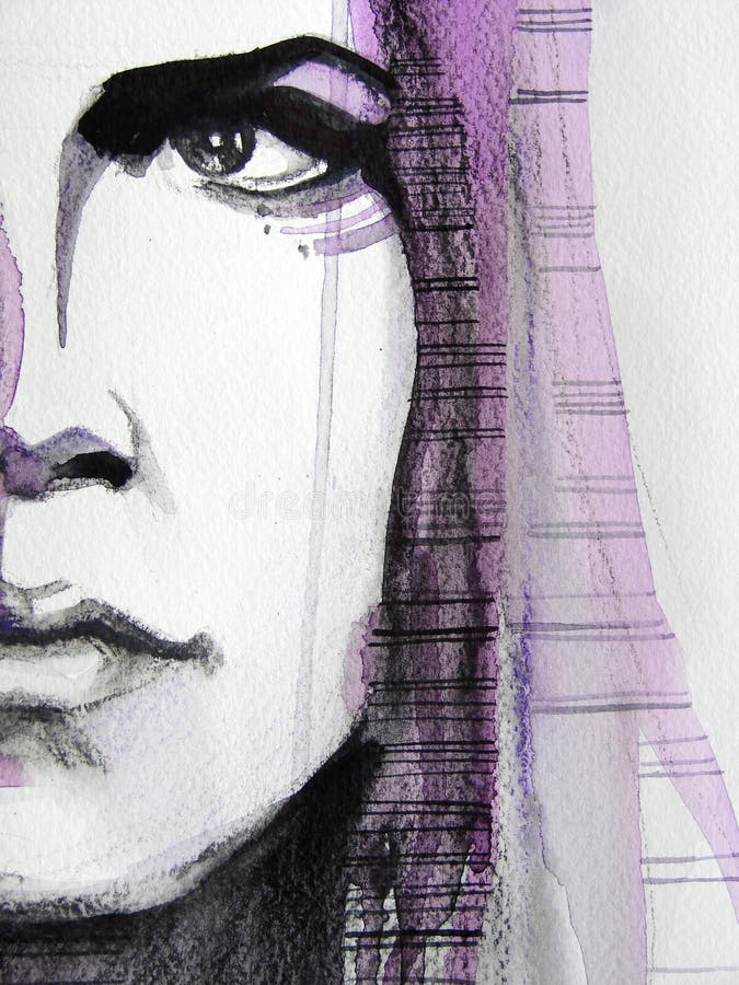 Illustrated Portrait of Beautiful Girl Stock Illustration ...