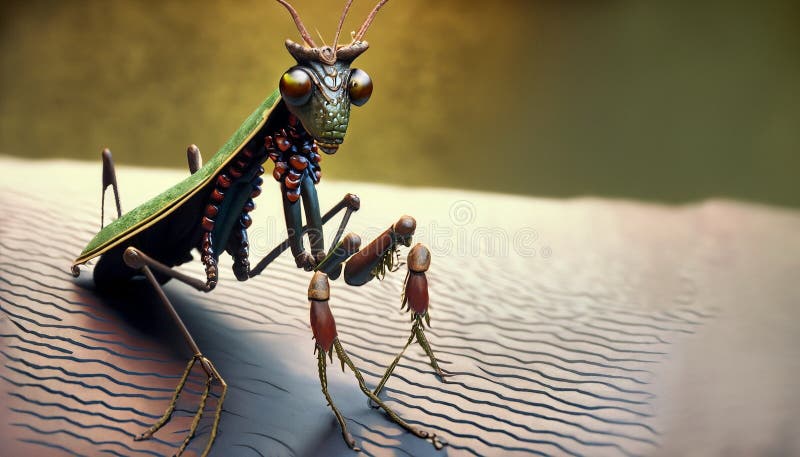 Illustrated 3d Praying Mantis on White Background Stock Illustration ...