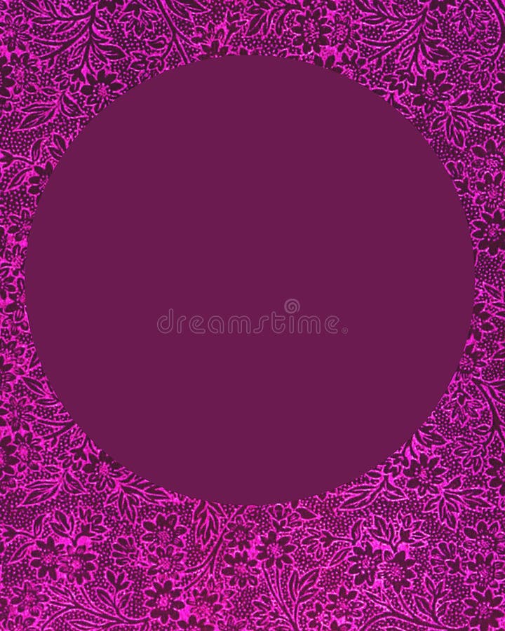 Illustrated Purple Floral Pattern with Plain Circular Centre Stock ...