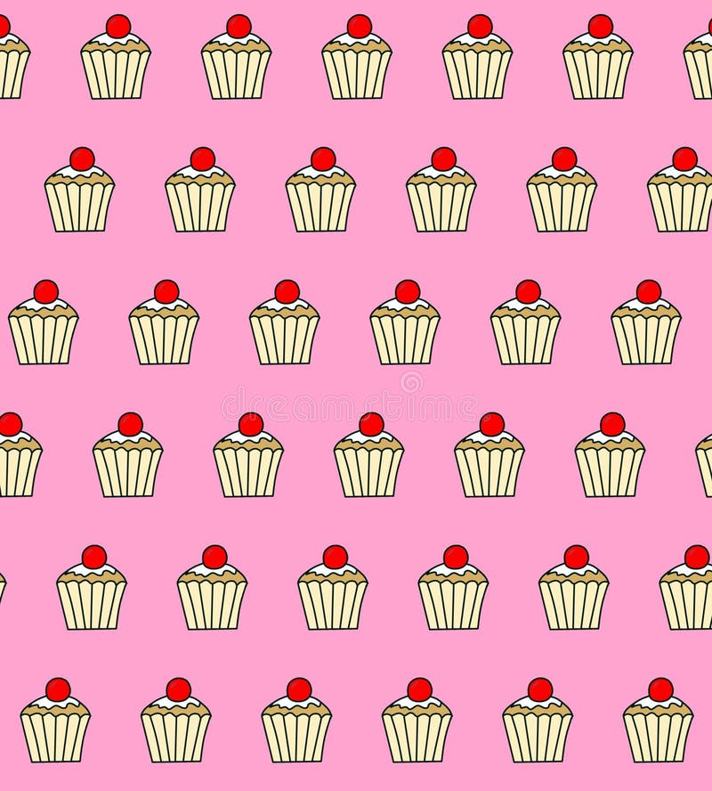 Illustrated Repetitive Cupcake Design Wallpaper Stock Illustration ...