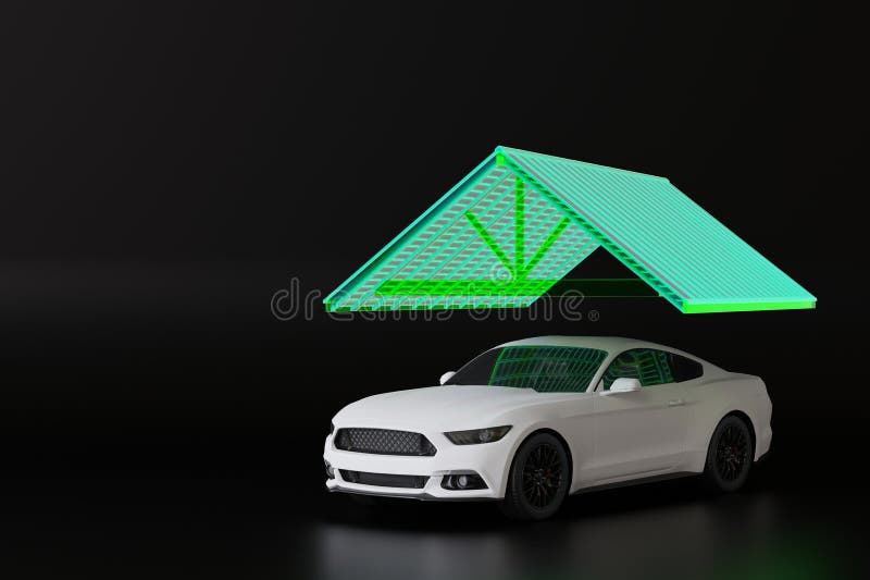 An Illustrated Representation Highlights a Car Under a High-tech Roof ...