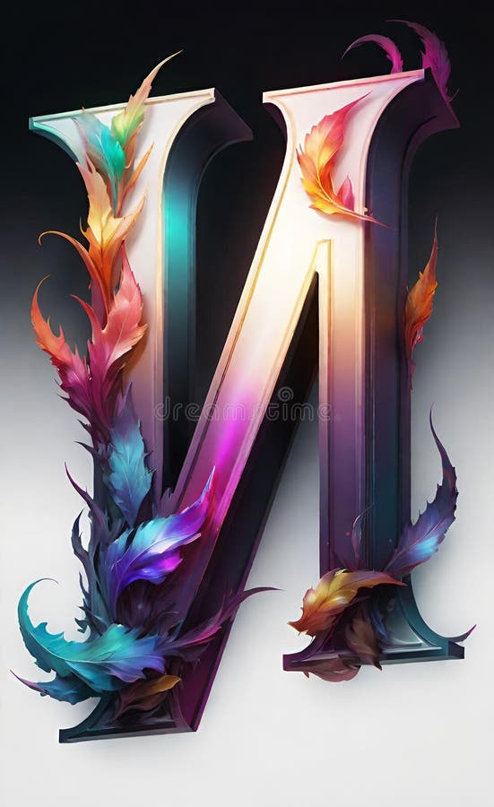 Reverse View of Decorated Letter N Stock Illustration - Illustration of ...