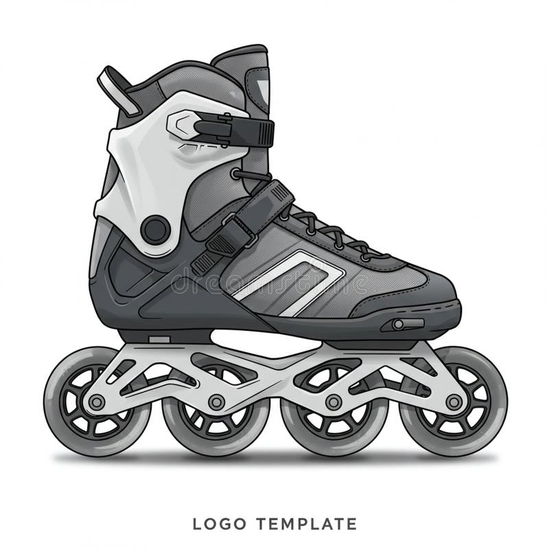 Illustrated Rollerblade with a Sleek, Modern Design. Features Four ...