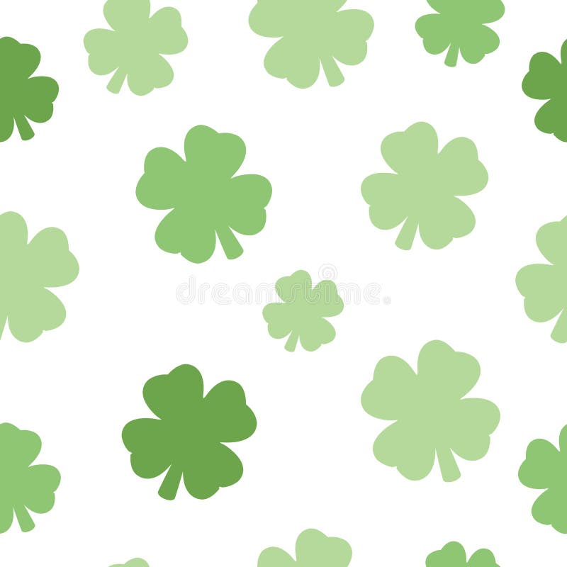 Seamless Four Leaf Clover Pattern Stock Vector - Illustration of four ...
