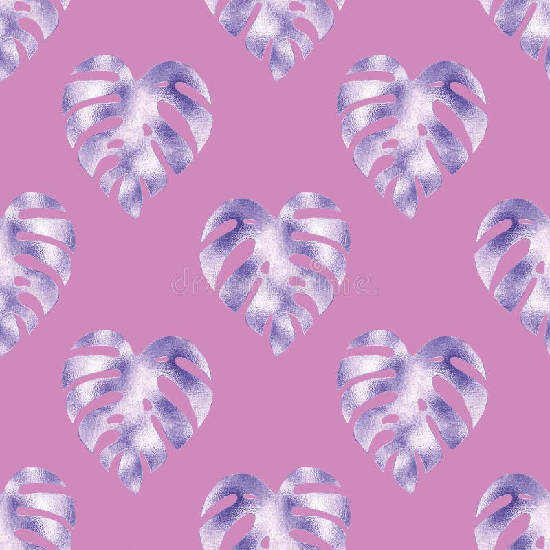 Illustrated Seamless Pattern with Monstera Leaves Stock Illustration ...