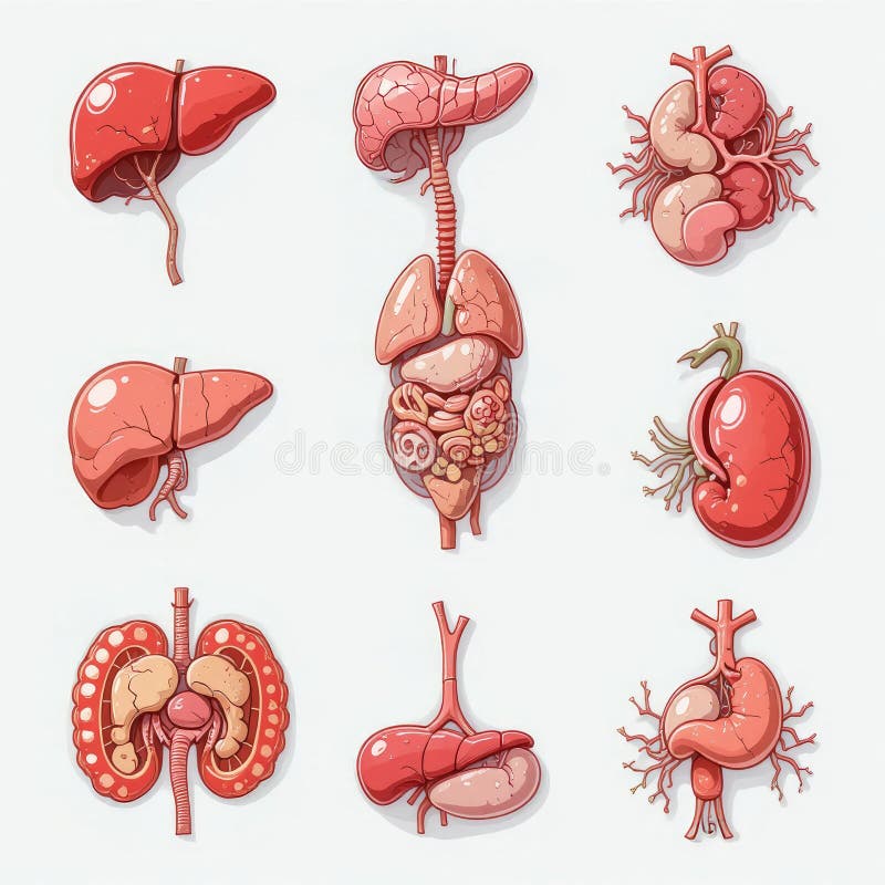 Anatomical Human Organ Set on White Background Illustration for Medical ...