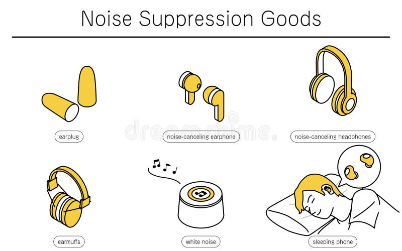 Illustrated Set of User-friendly Noise-reducing Products Stock Vector ...