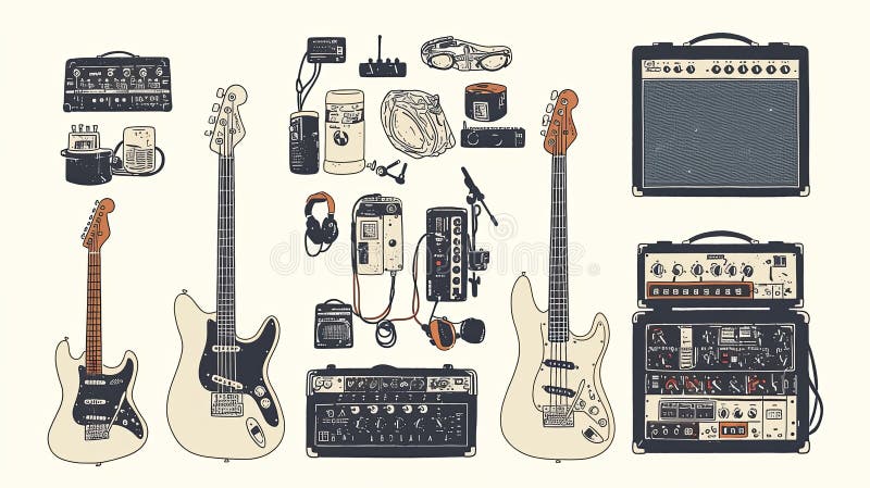 Illustrated Setup of Guitar Audio Processing and Effects Equipment ...