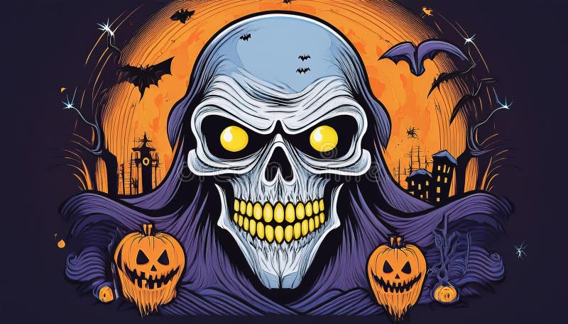 Illustrated skull stock illustration. Illustration of poster - 366746942