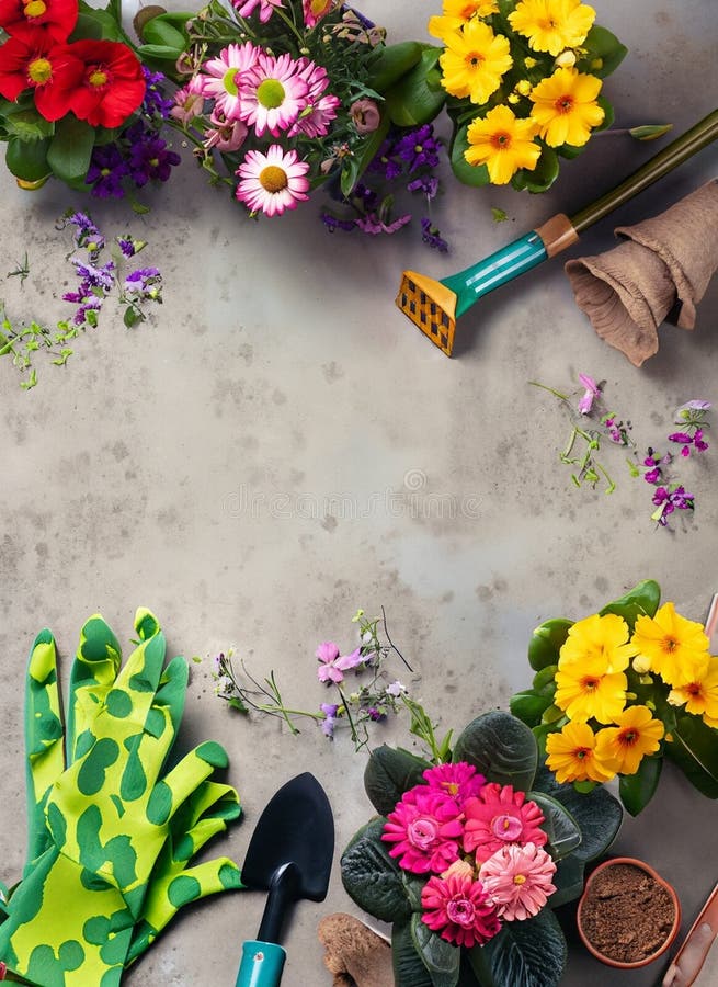 Illustrated Spring Background Inspired by Planting Seedlings Stock ...