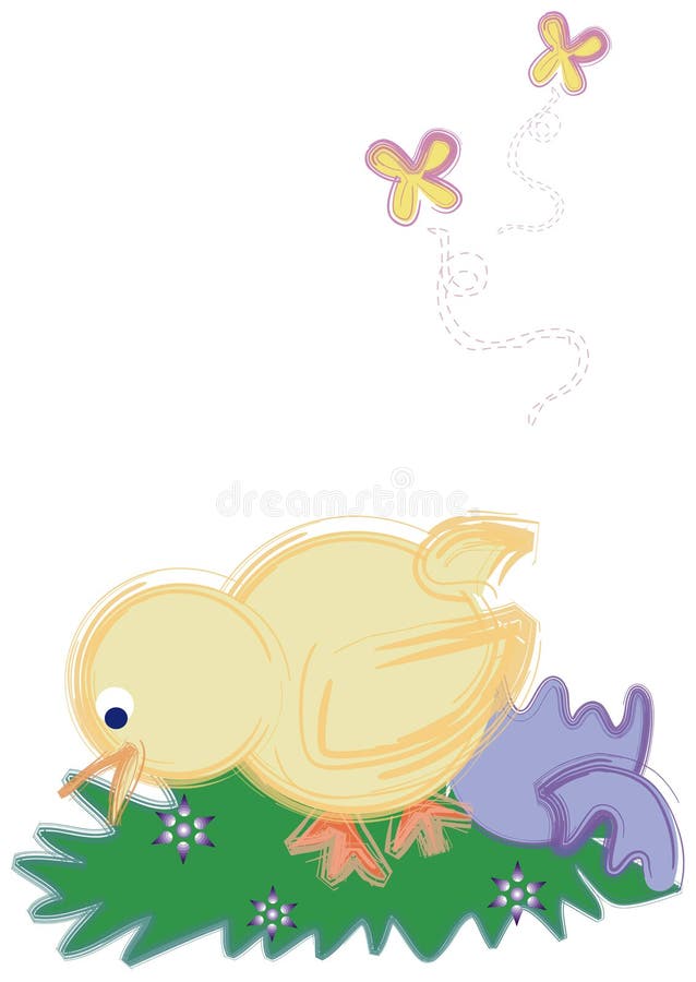 Illustrated Spring chick. stock illustration. Illustration of chicken ...