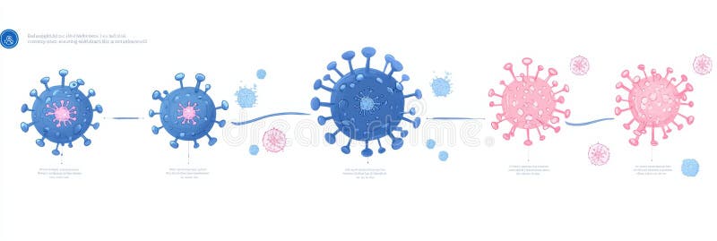 Illustrated Stages of Viral Lifecycle Including Penetration ...