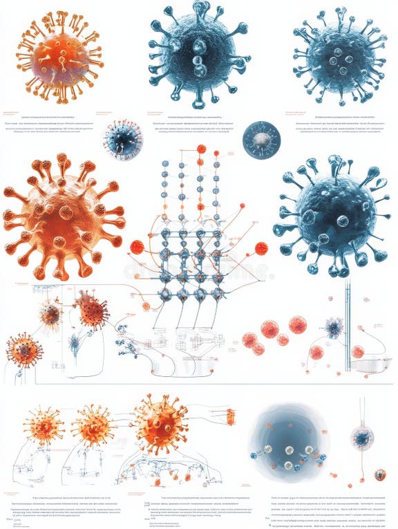 Illustrated Stages of Virus Lifecycle Showing Penetration, Replication ...