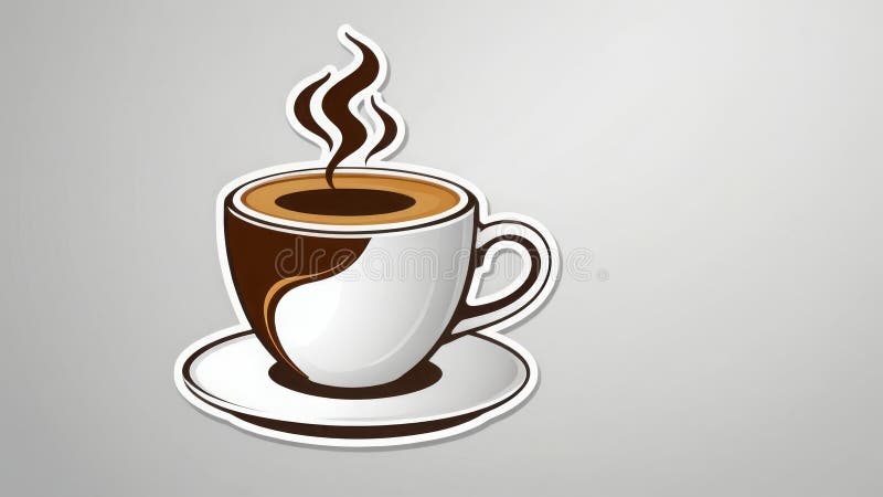 Illustrated Steaming Coffee Cup with a Saucer in a Simple Design Stock ...