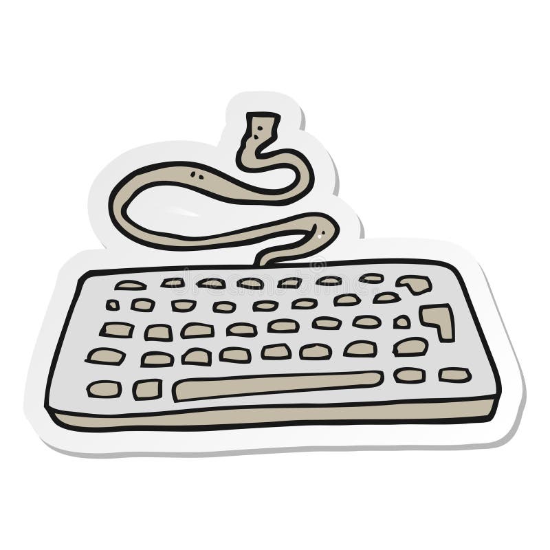 Sticker of a Cartoon Computer Keyboard Stock Vector - Illustration of ...