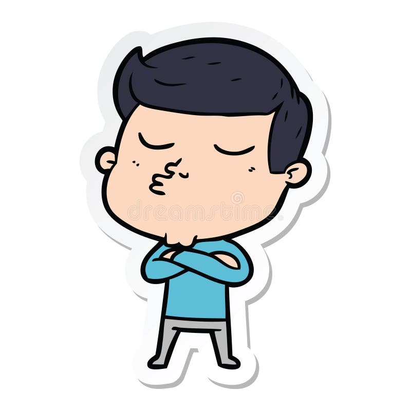 Sticker of a Cartoon Model Guy Pouting Stock Vector - Illustration of ...