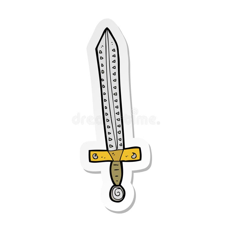 Sticker of a cartoon sword stock vector. Illustration of simple - 146182882