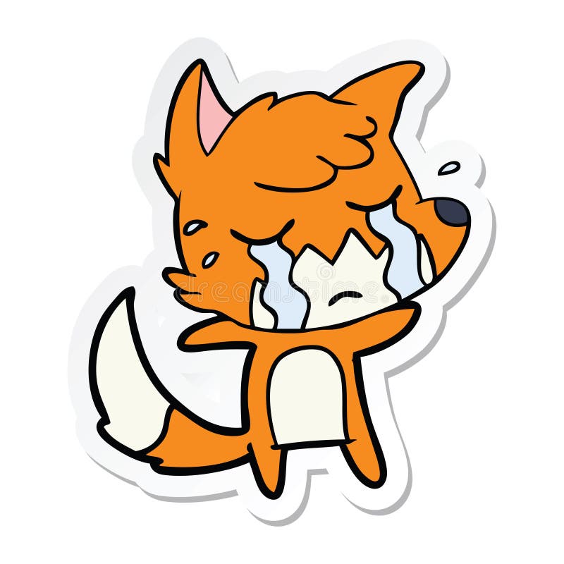 Sticker of a Crying Fox Cartoon Stock Vector - Illustration of crying ...