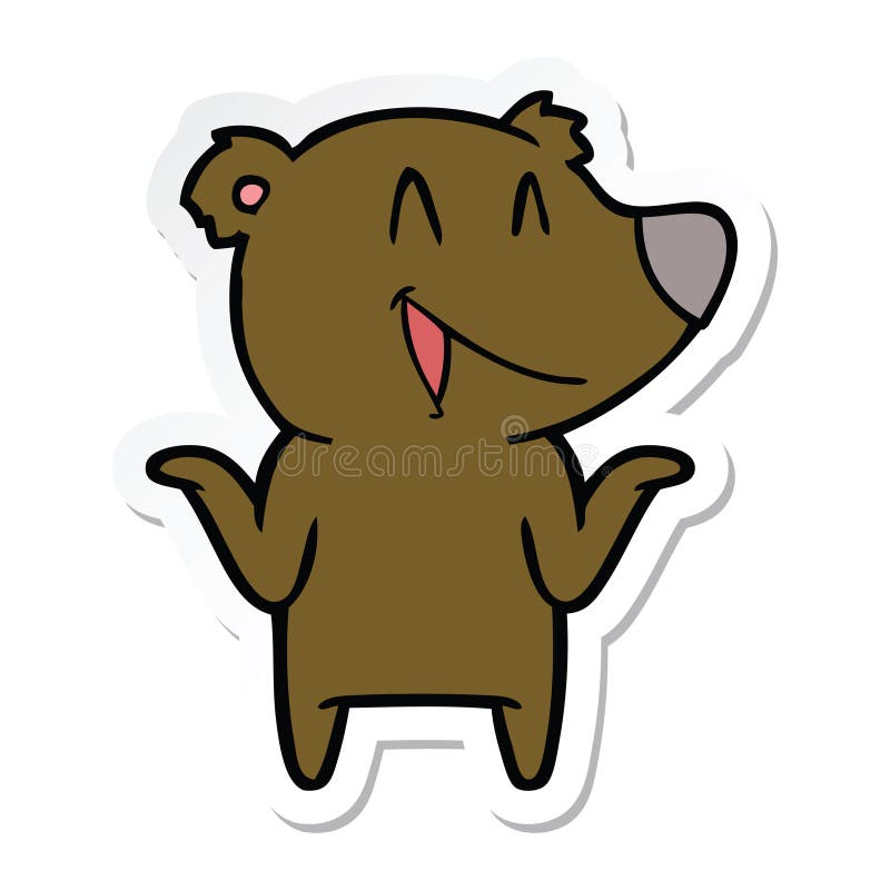 Sticker of a Laughing Bear Cartoon Stock Vector - Illustration of ...