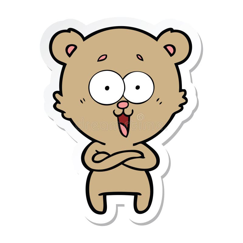 Sticker of a Laughing Teddy Bear Cartoon Stock Vector - Illustration of ...