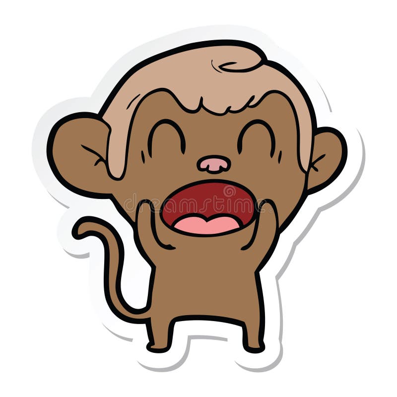 Sticker of a Shouting Cartoon Monkey Stock Vector - Illustration of ...