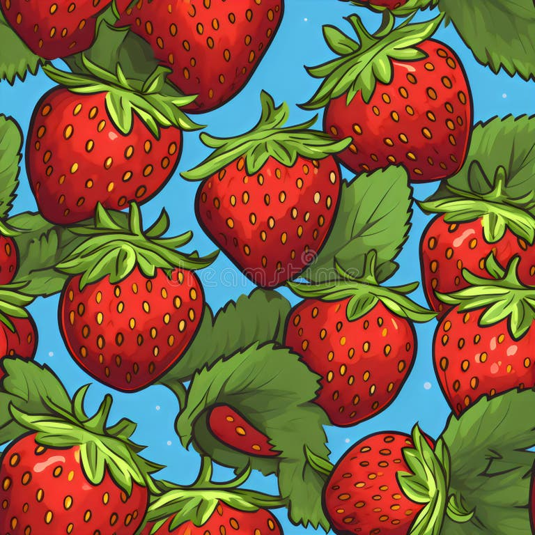 Illustrated Strawberry Tile Stock Illustration - Illustration of food ...
