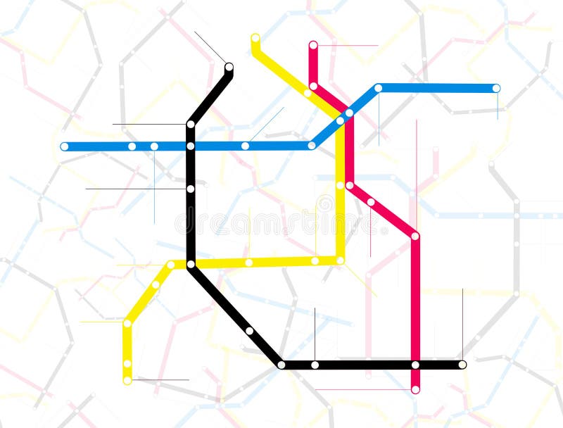 Illustrated subway map stock illustration. Illustration of design - 6620093