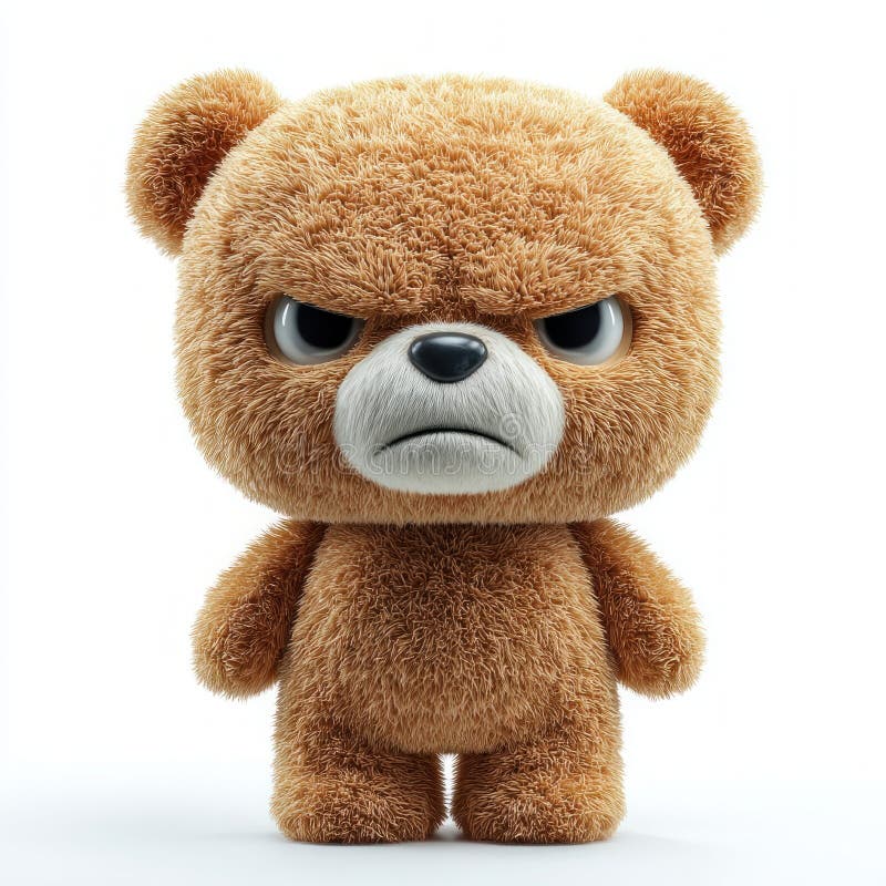 An Illustrated Teddy Bear with an Angry and Annoyed Expression ...