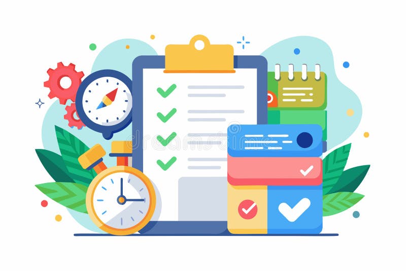 Illustrated Tools for Setting Reminders and Managing Tasks, Featuring ...