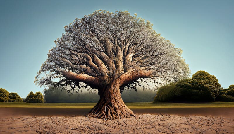 Illustrated Tree in the Desert Stock Illustration - Illustration of ...