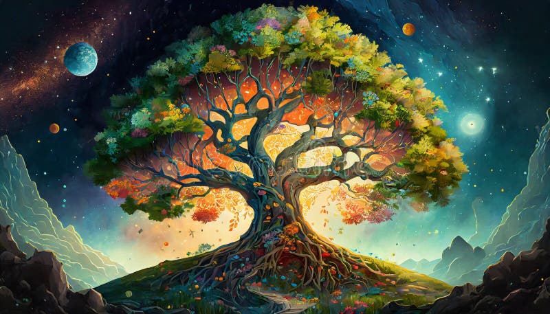 Illustrated Tree on an Eye Background Stock Illustration - Illustration ...