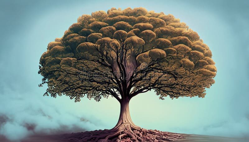 The Illustrated Tree Itself Stock Illustration - Illustration of leaves ...