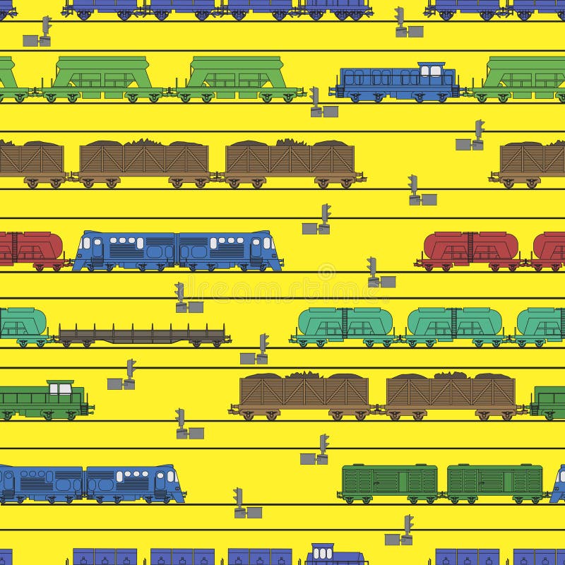 Illustrated Vector Pattern on a Railroad Theme Stock Illustration ...