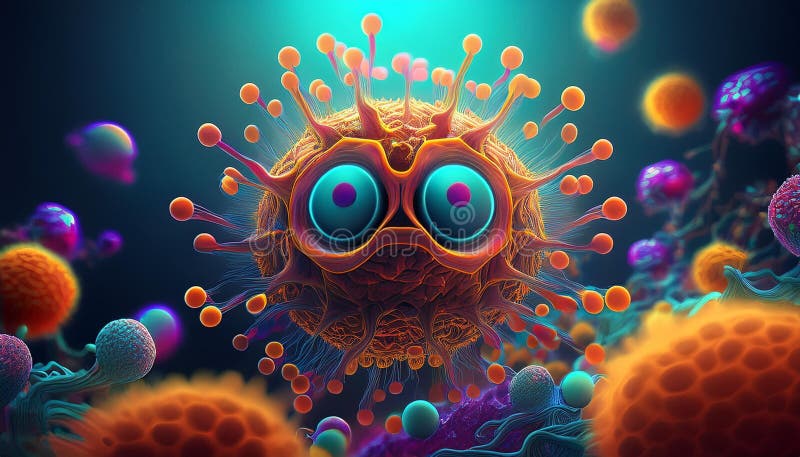 Illustrated virus stock illustration. Illustration of blue - 356758913