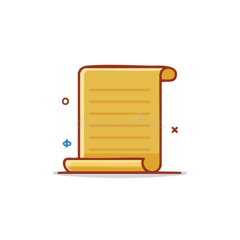 Illustrated Yellow Scroll for Writing Messages with Lines, Cartoon ...