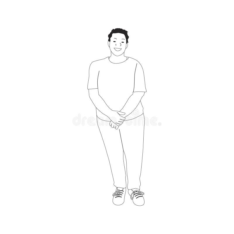 Illustrated Young Woman Standing Alone Stock Illustration ...