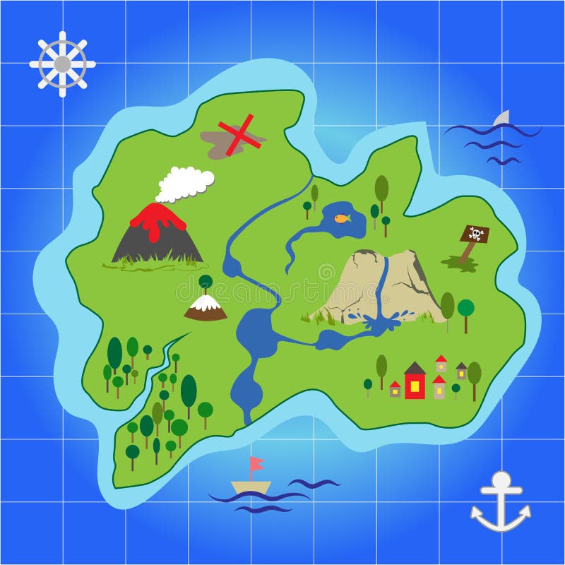 / Illustratie Van Een Eiland Van De Beeldverhaalschat Stock Illustratie ...