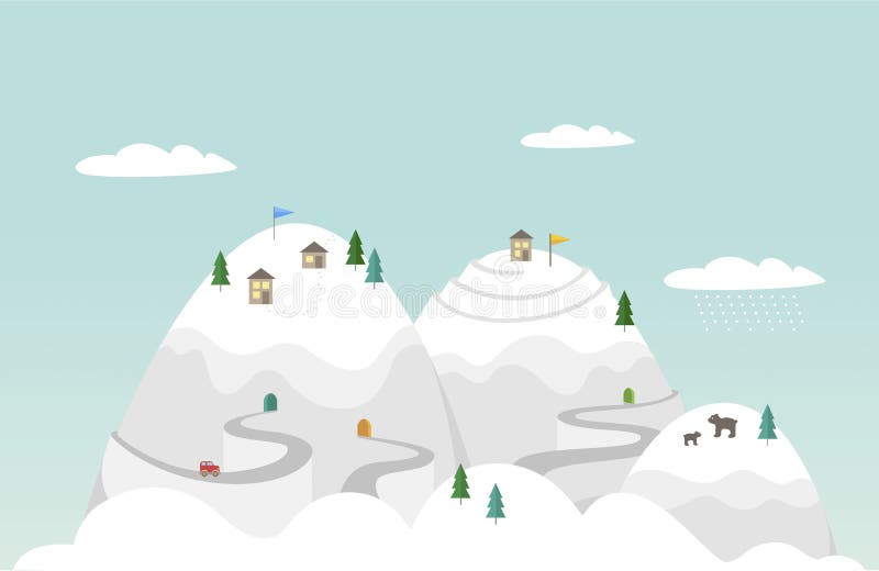 Illustratie Van Klein Bergdorp in De Sneeuw Vector Illustratie ...