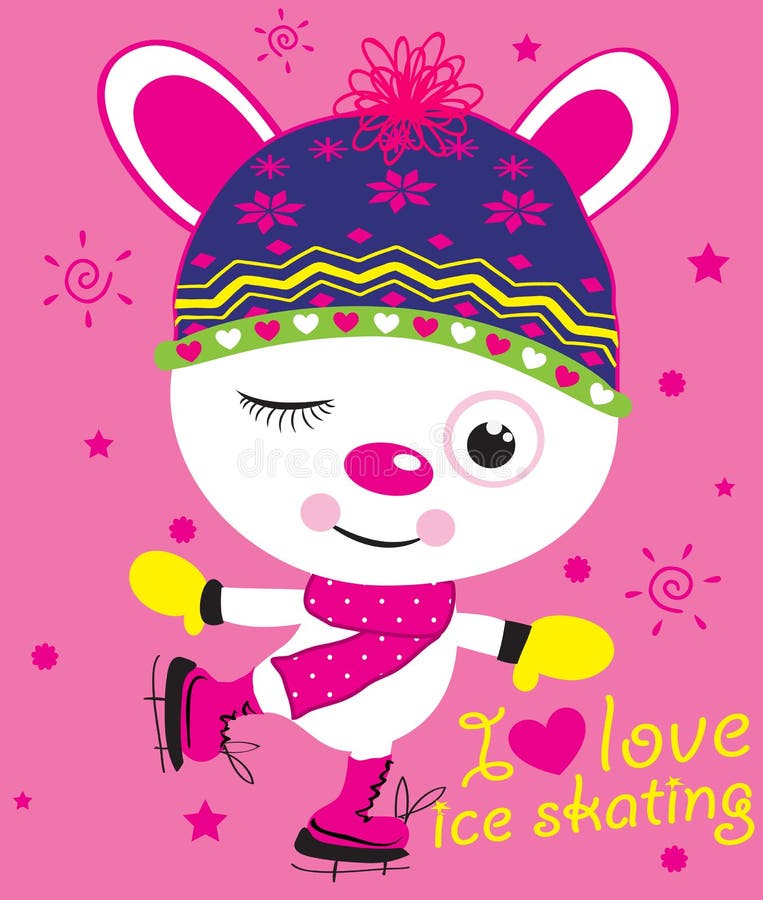 Illustratie Van Leuk Dier Op Schaatsen Vector Illustratie ...