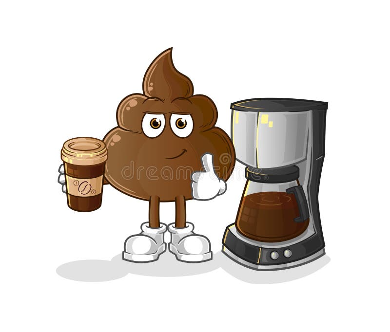 Illustratie Van Poop Drinkkoffie. Tekenvector Vector Illustratie ...