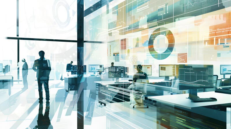 Illustrating Business Operations, a Modern Office Environment with ...