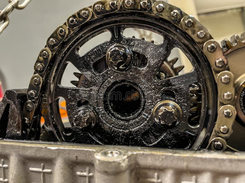 Timing Chain, Dirty and Worn Car Engine Stock Image - Image of ...